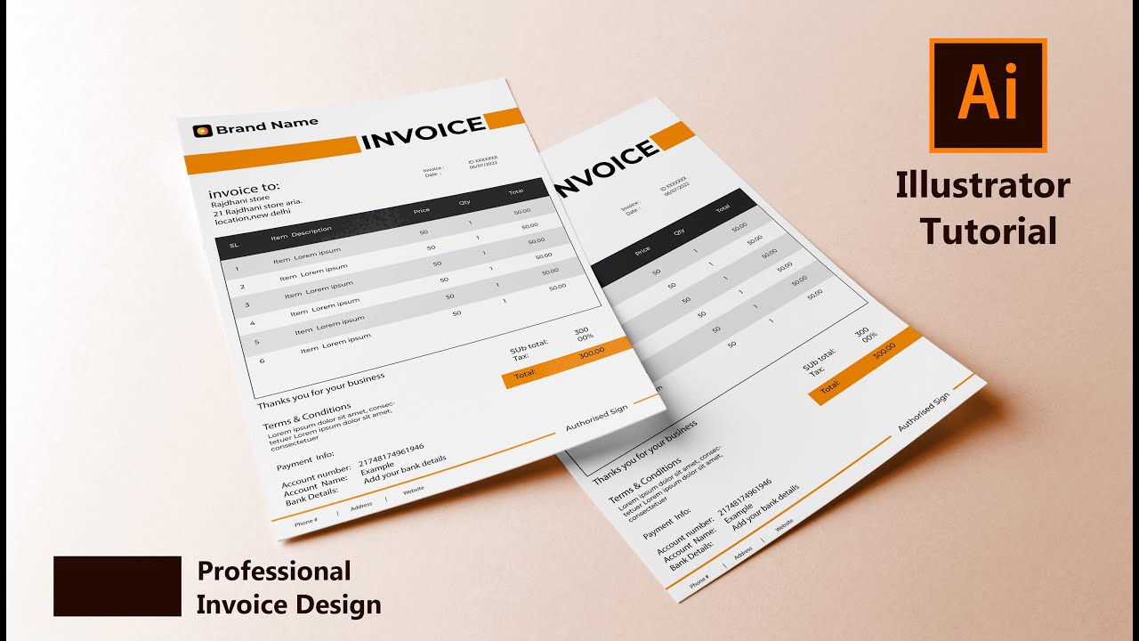 How to create Invoice design in Illustrator | Invoice Design in ...