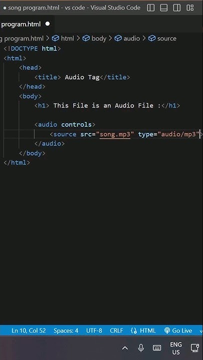 Audio Tag | Html Css | #html #shorts - YouTube