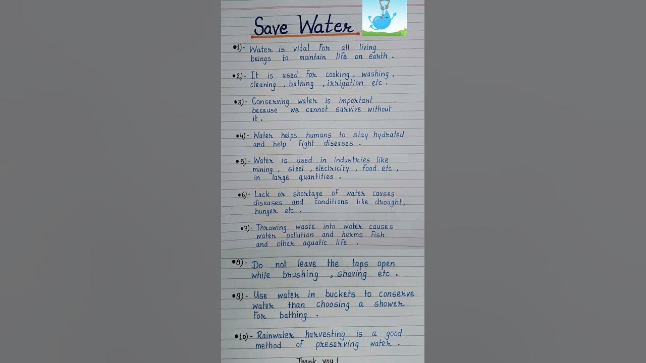 10 lines Essay on Save Water in English || Save Water essay || World Water Day || #ytshorts # ...