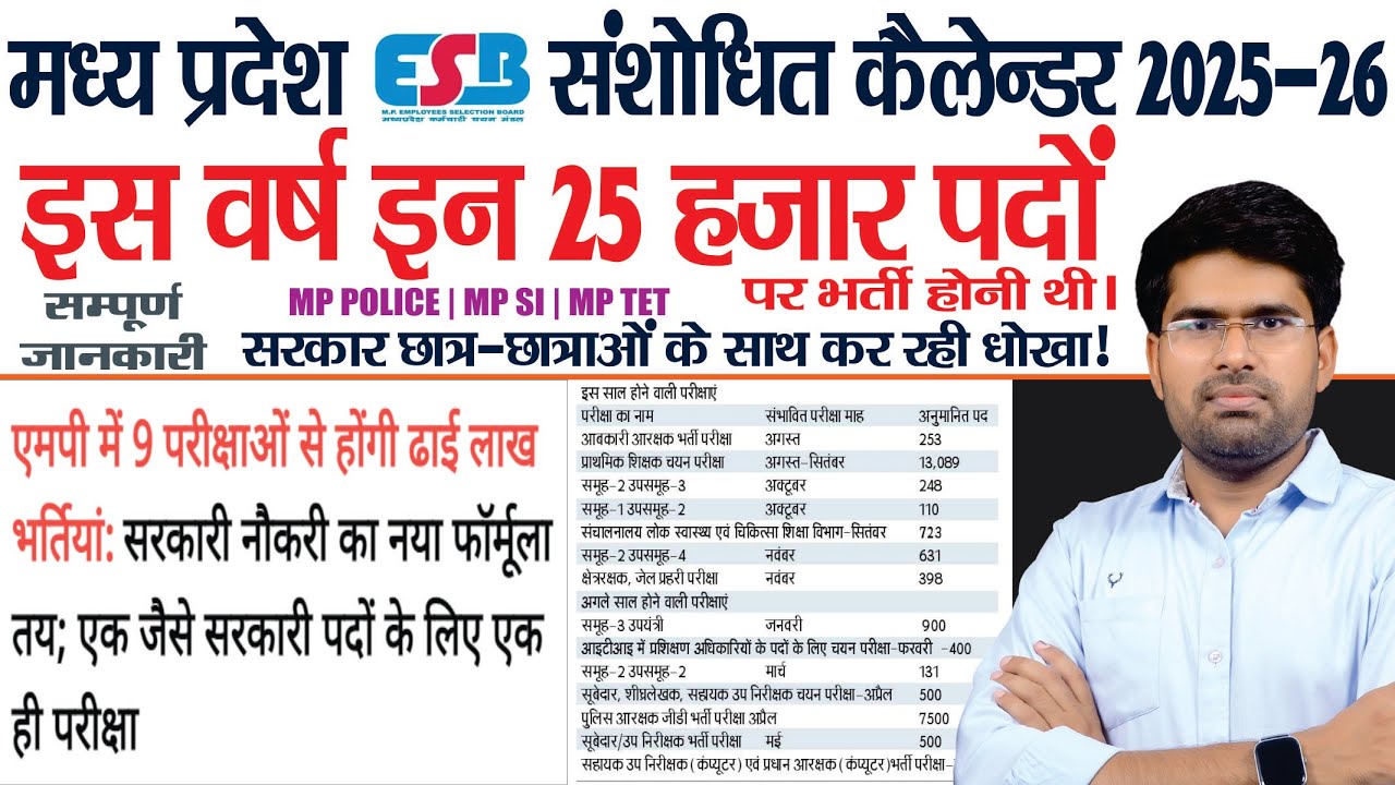 MP ESB CALENDAR 2025-26 UPDATE | MP POLICE & MP SI 2026 | ITI TO 2026 ...