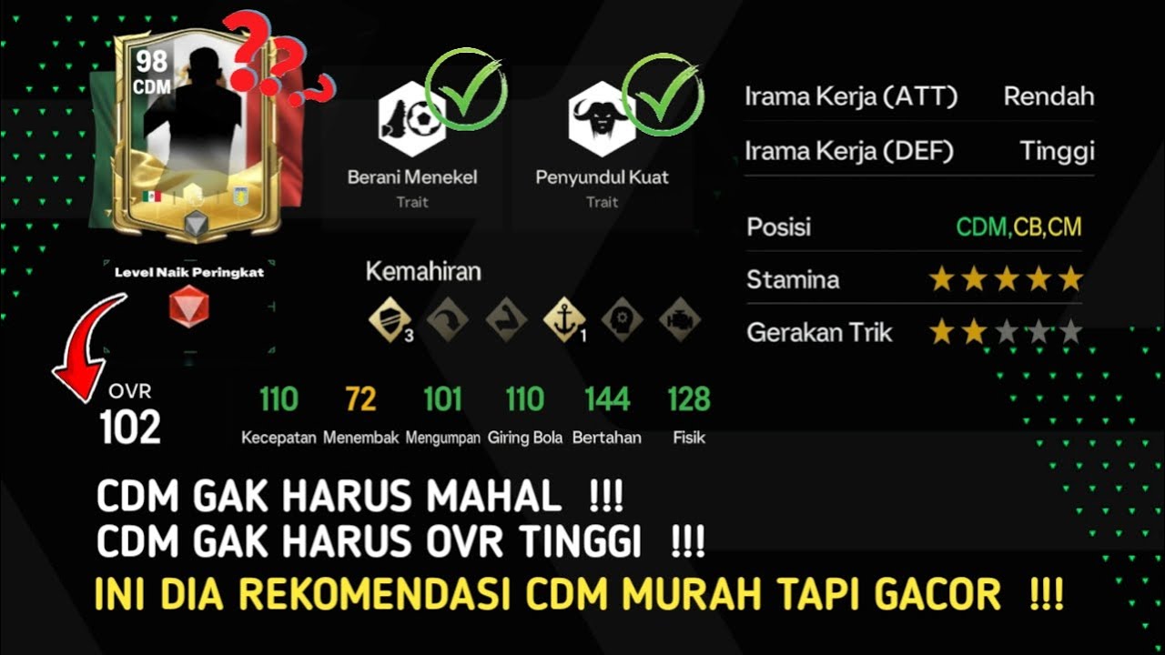 CDM GAK HARUS MAHAL GAK HARUS OVR TINGGI !!! INI DIA REKOMENDASI CDM YG WORTIT BANGET GAMEPLAY ...