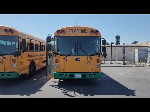 I get to drive this EV school bus today. Bus #44 a 2020 Blue Bird rear ...