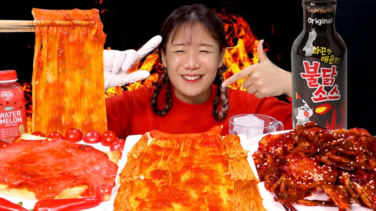Red Food Mukbang 빨간색 빨강 먹방 - YouTube