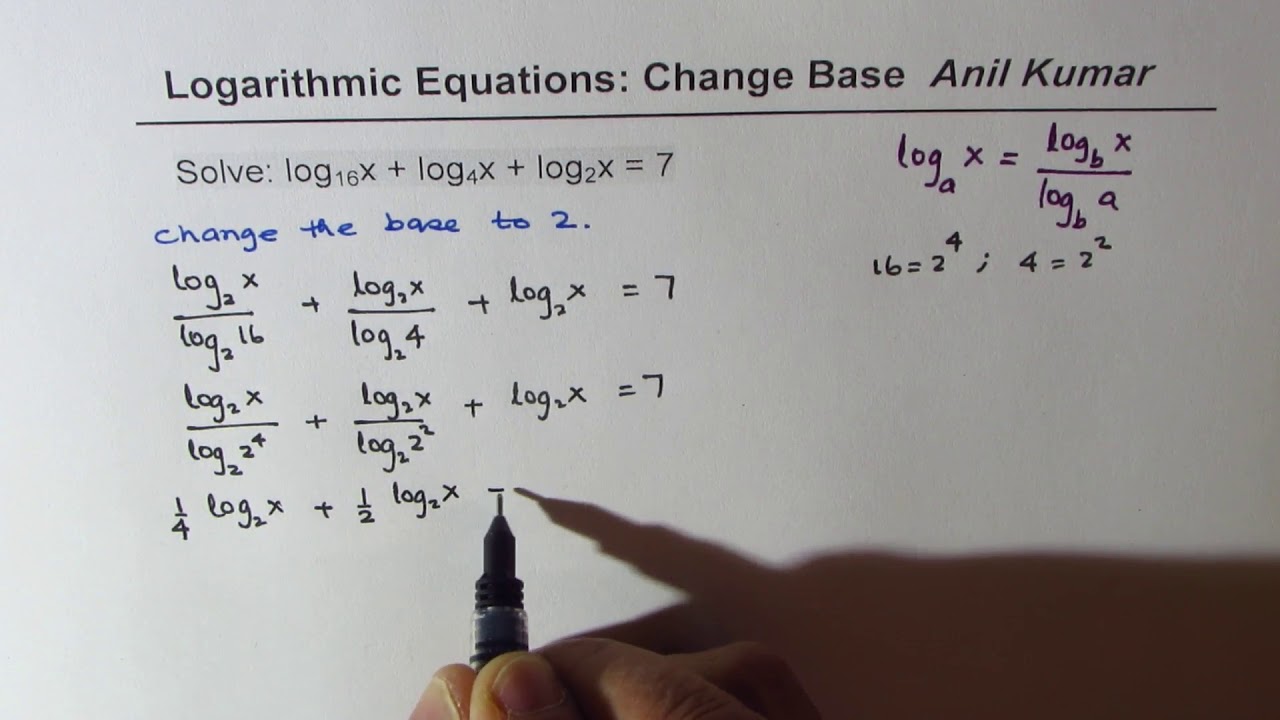 Sum Log16x Log4x Log2x 17 Different Bases Log Equation YouTube