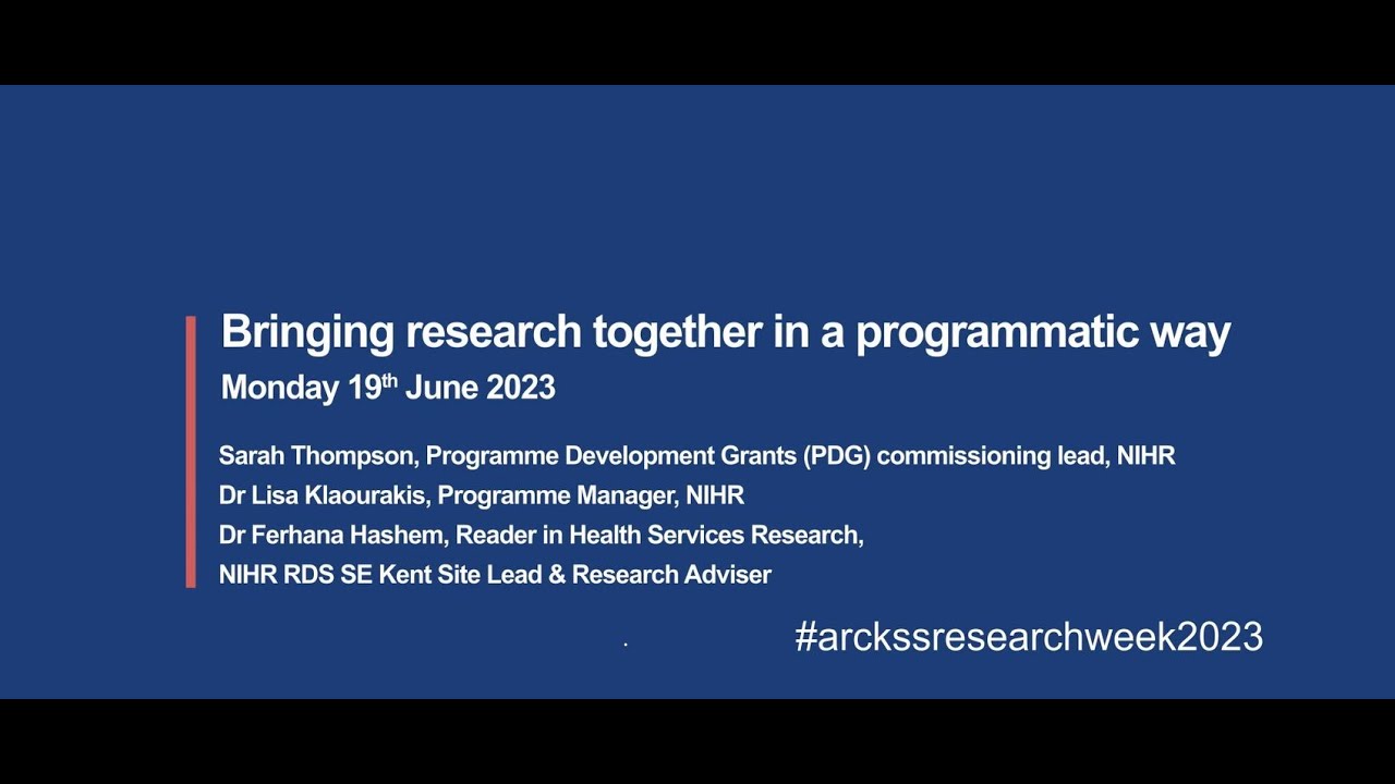 Bringing research together in a programmatic way - YouTube