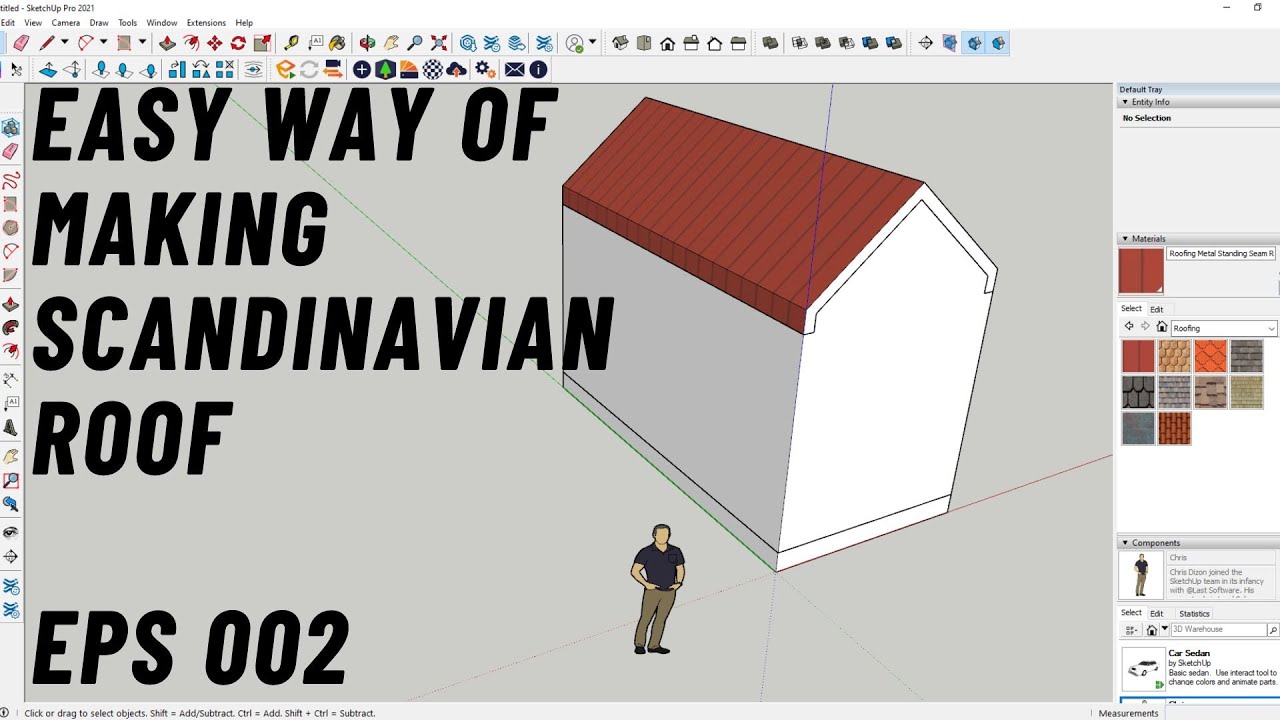 Sketchup House Tutorial Step by step making Scandinavian roof in ...