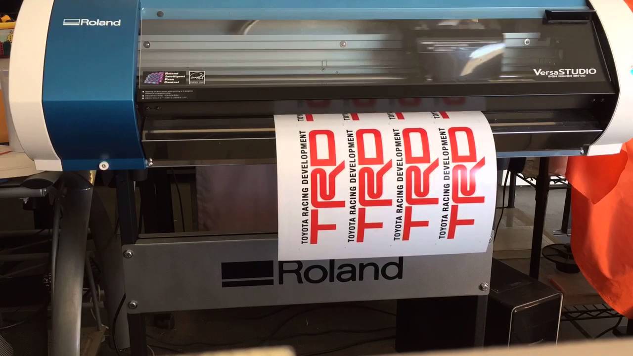 Printing TRD Toyota Racing Development stickers on our Roland printer ...