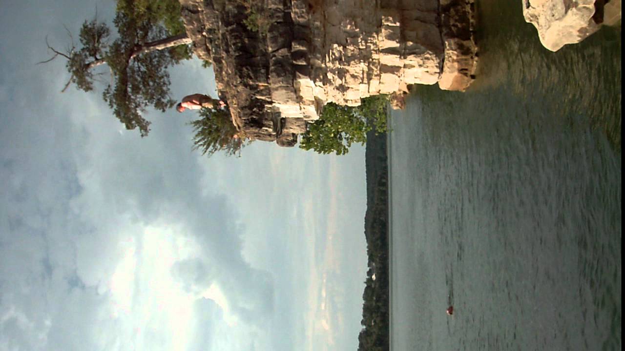 table rock lake cliff jump with beer pass - YouTube