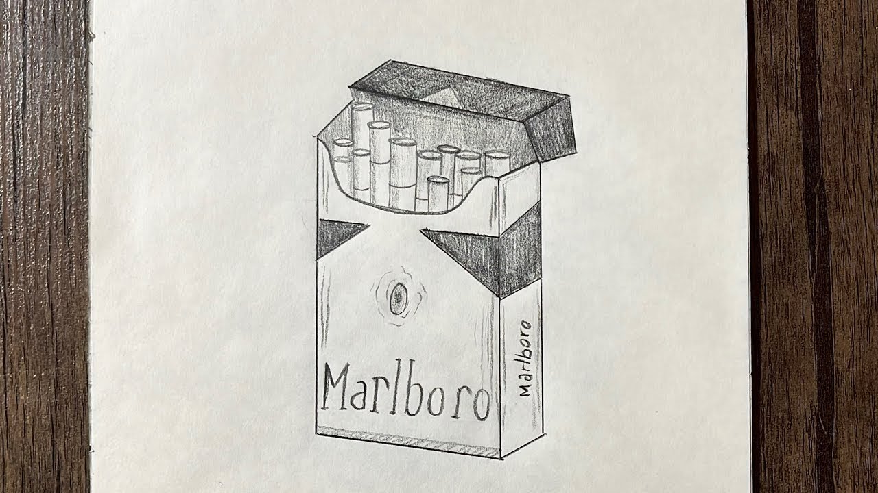 How to draw a Cigarette pack | marlboro | cool pencil drawing ideas for ...