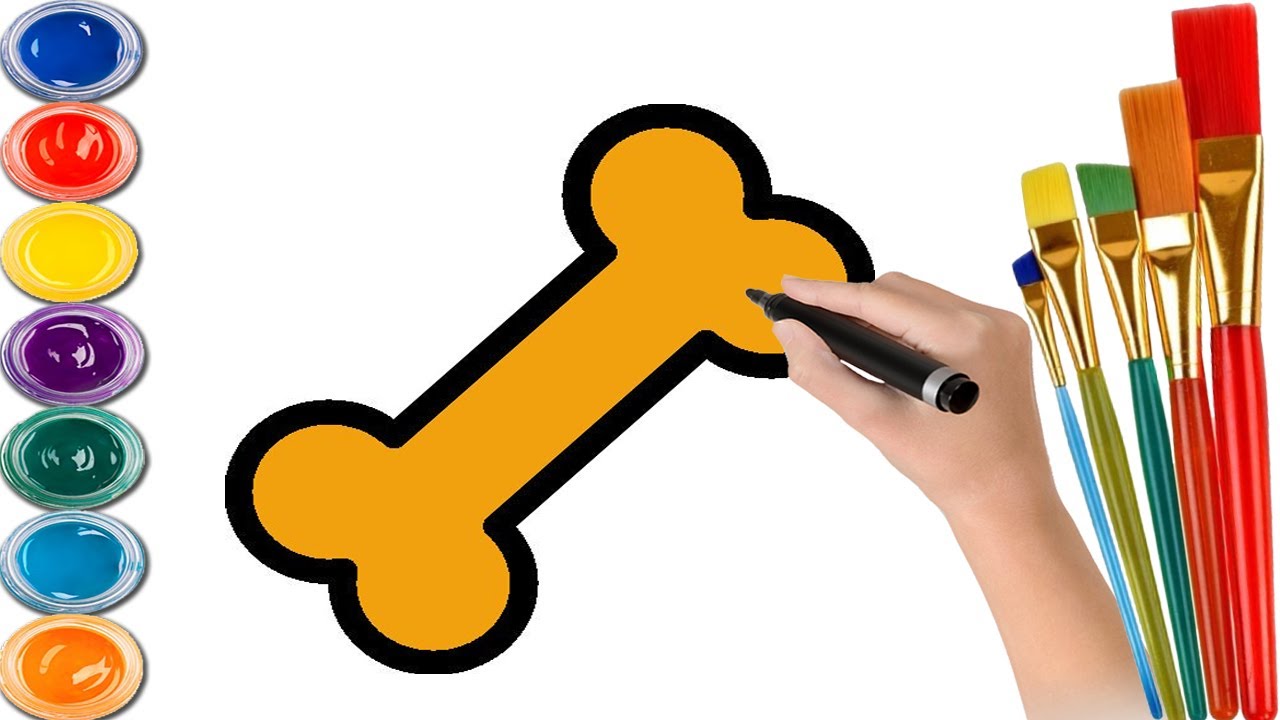 How to draw and colour Bones for kids step by step - YouTube