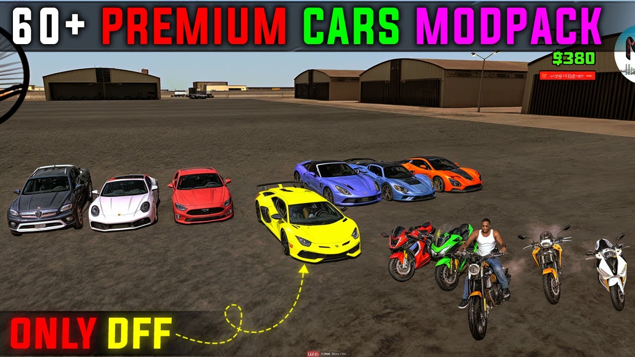 60+ Premium CARs&BIKEs MODPACK For GTA SA Mobile | ONLY DFF - YouTube