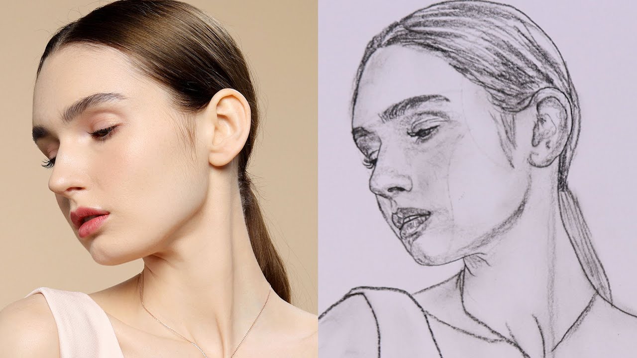 Step by Step: Drawing a Girl's Face from a Tricky Perspective ...