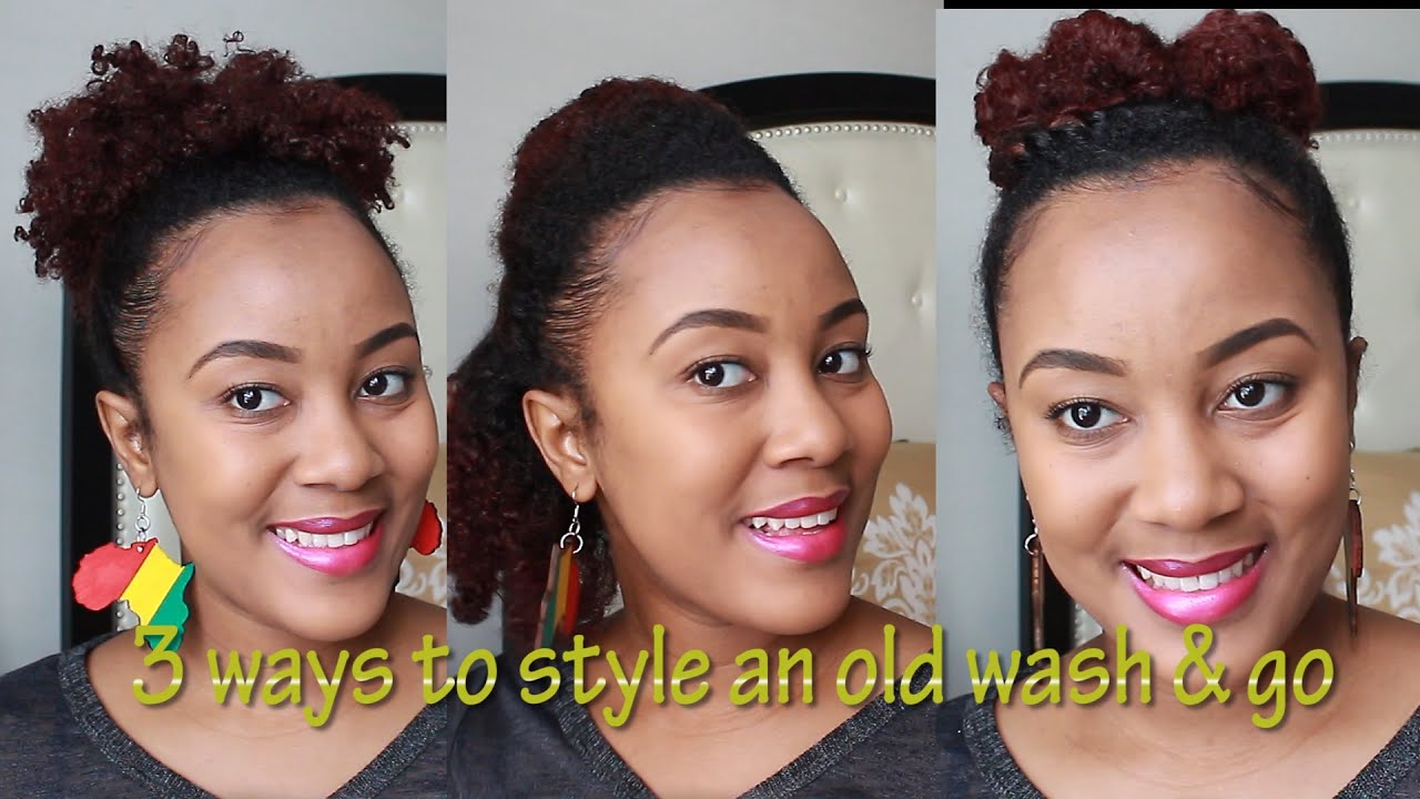 3 Ways to Style an Old Wash & go/Twist Out/ Braid Out - YouTube