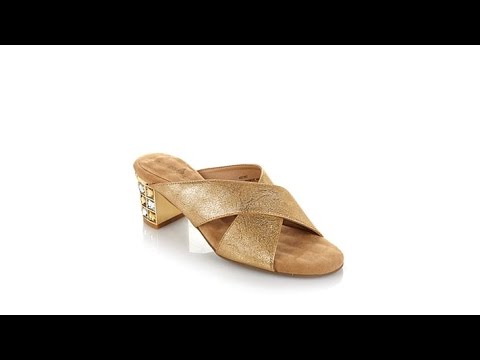 Joan Boyce "Tonya" Square Beaded Heel Sandal - YouTube