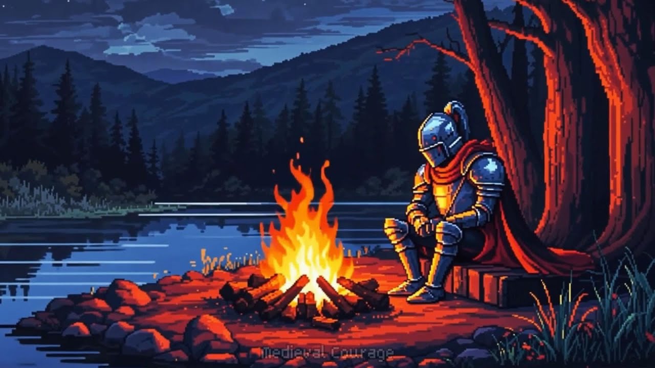 This peaceful animation with a knight by the fire will make you feel ...