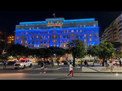 Walking Along Copacabana Beachfront at Night — Rio de Janeiro【4K】🇧🇷