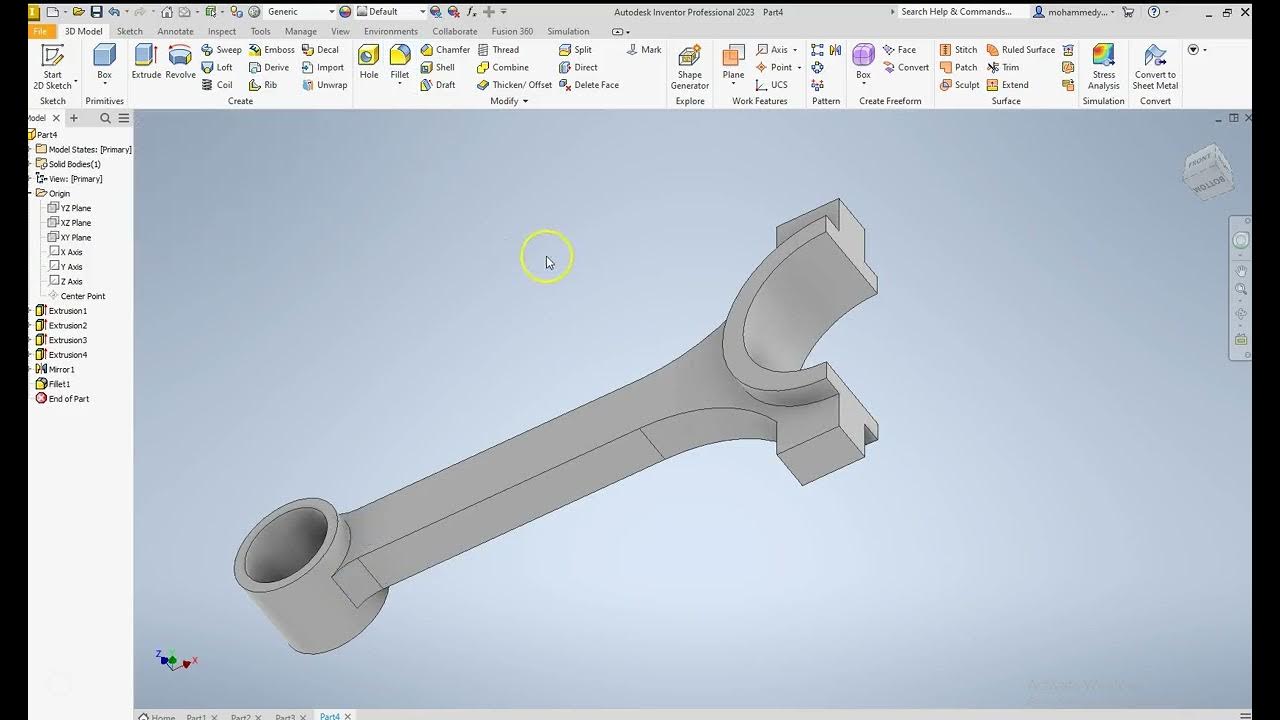 Connecting rod with Inventor 2023 - YouTube