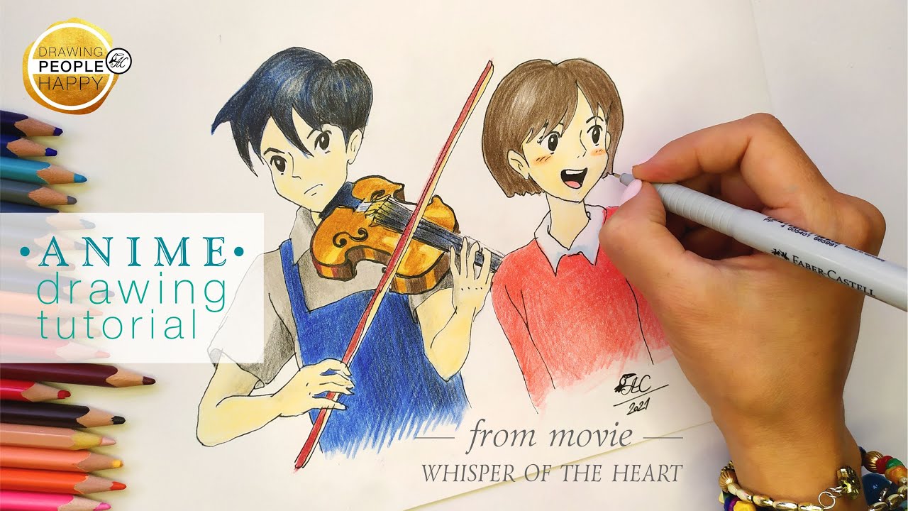 STUDIO GHIBLI ANIME Drawing Tutorial / WHISPER OF THE HEART Mimi Wo ...