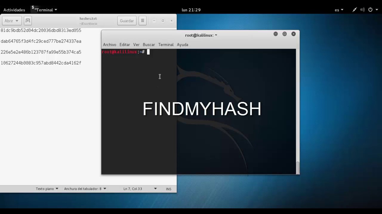 FINDMYHASH - Descubriendo hashes MD5 - YouTube