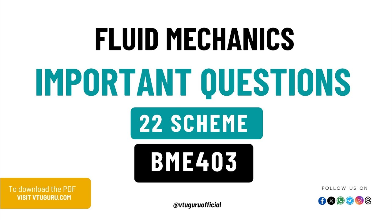 BME403 Fluid Mechanics Important Questions 22 Scheme | VTU Important ...