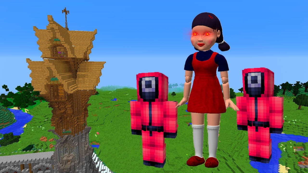 SURVIVING FROM EVIL SQUID GAME DOLL in Minecraft - YouTube