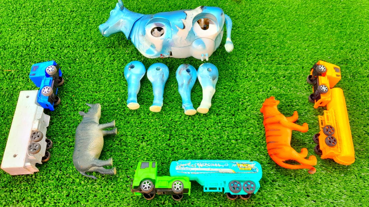 Yuk Cari dan Rakit Robot Sapi dan Temukan Big Container Truck - YouTube