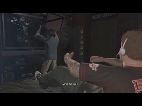GTAV Michael Smashes Jimmy's TV
