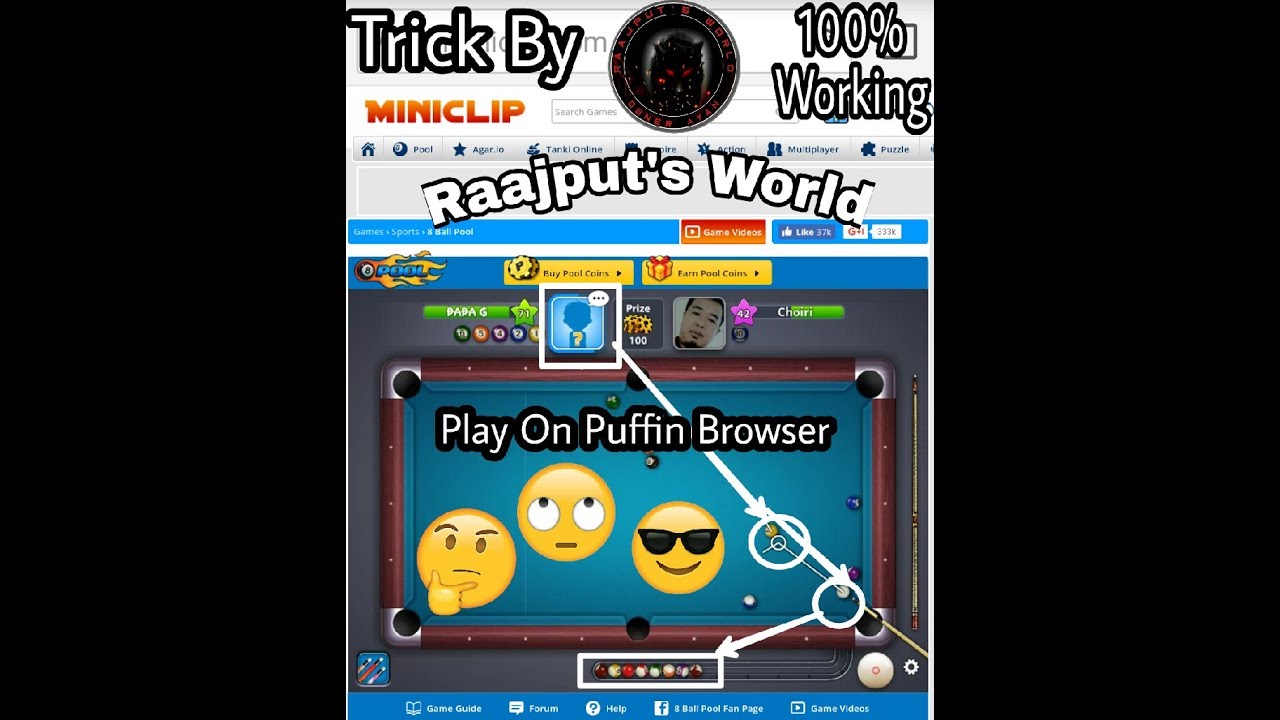 How To Play 8 ball Pool On Puffin Browser Easily 2017. - YouTube