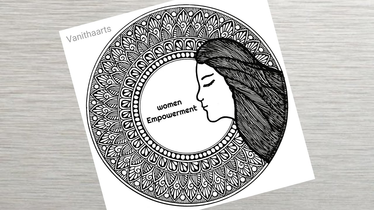 Women Empowerment Mandala Art | how to draw mandala for beginners | how ...