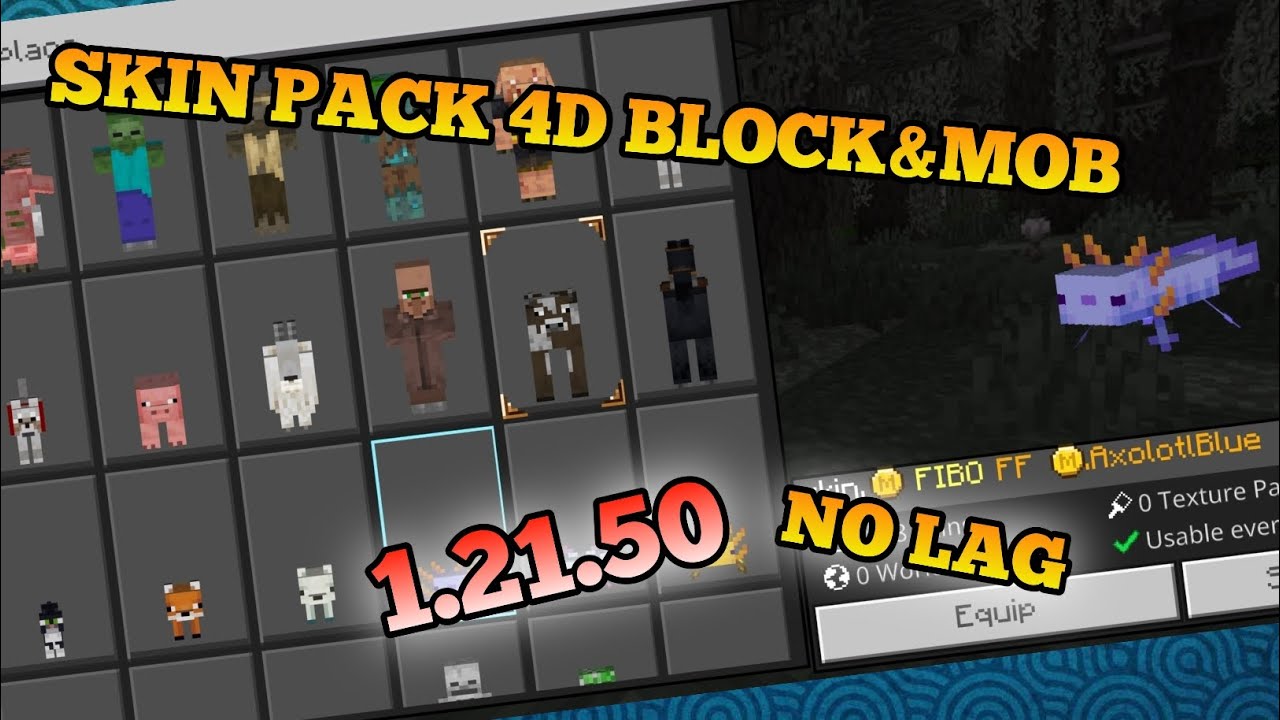 [MCPE] SKIN PACK 4D MOB AND BLOCK MCPE 1.21.50 | SKIN PACK 4D MINECRAFT ...