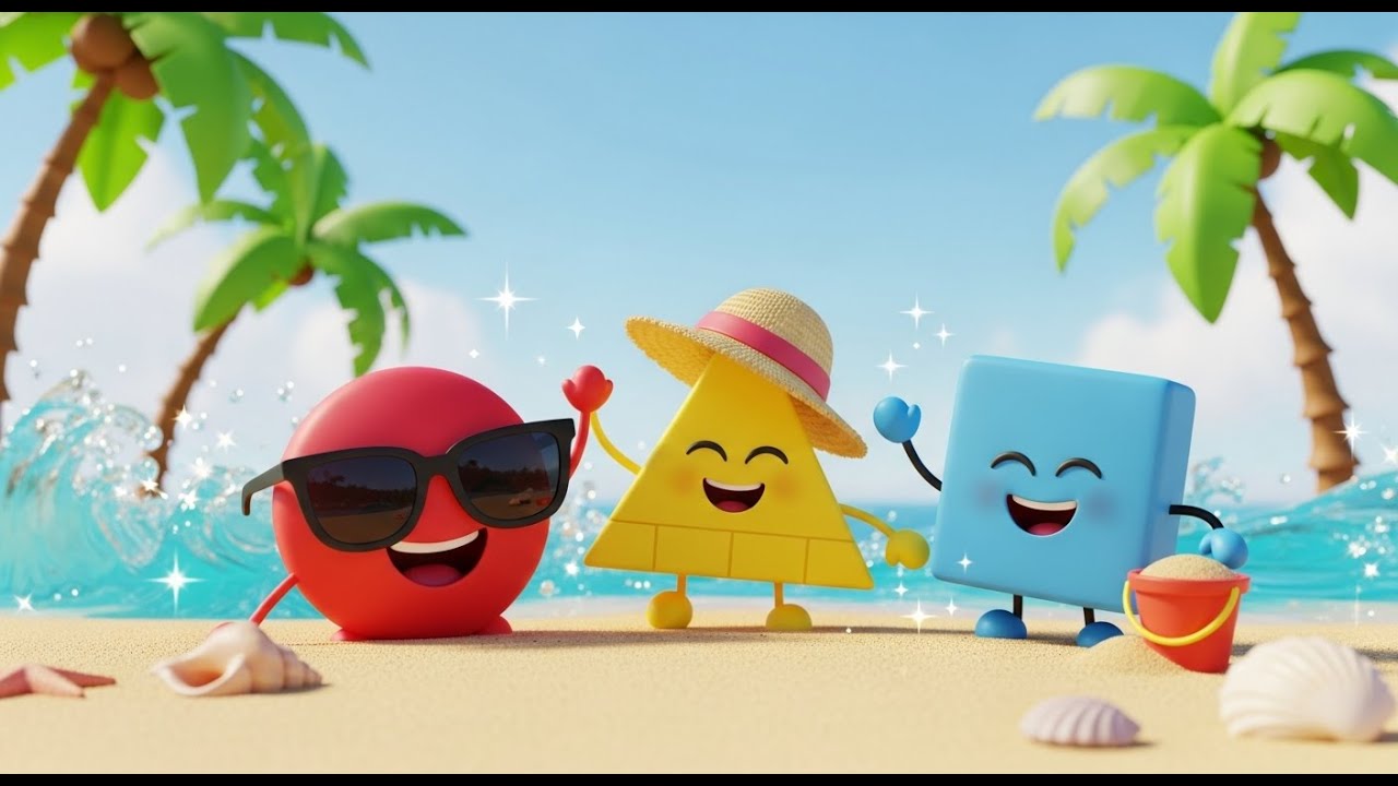 Learn Shapes at the Beach Day | Fun Educational Nursery Rhyme for Kids ...