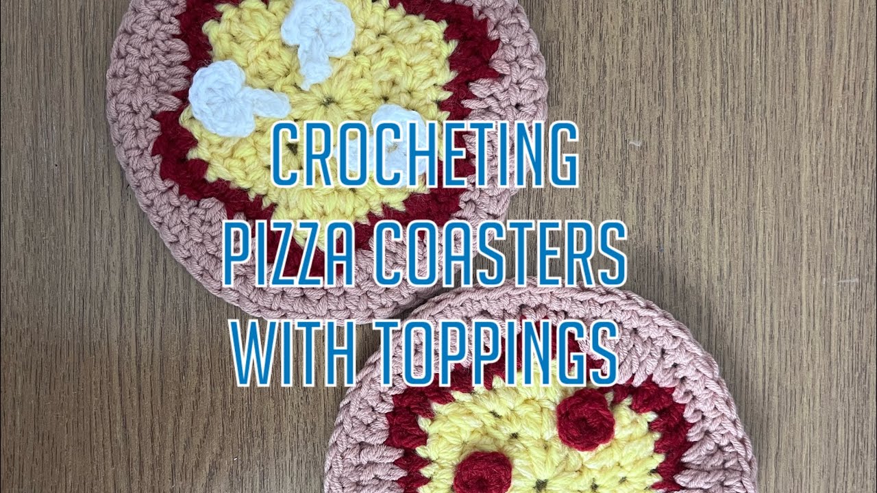 Crocheting pizza coaster with toppings- free tutorial - YouTube