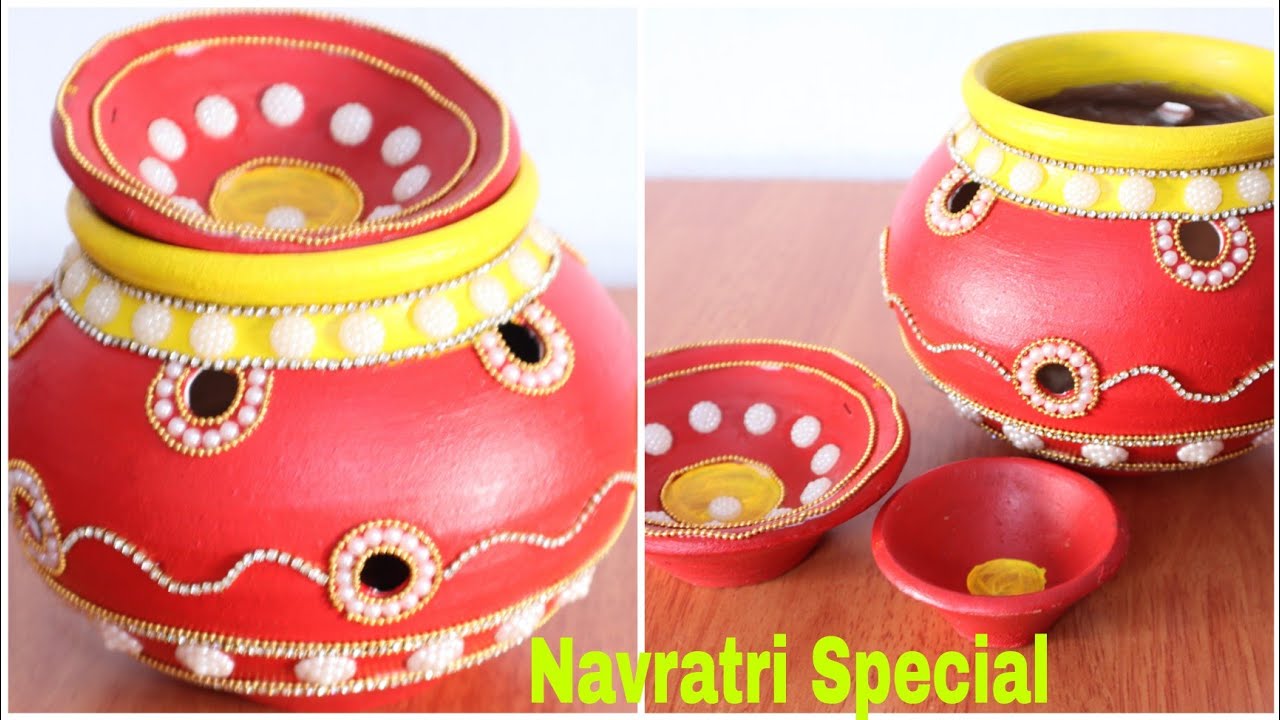 DIY..GARBA !! 2021..Navratri Decoration Idea | Navratri Garba/Pot/Matki ...