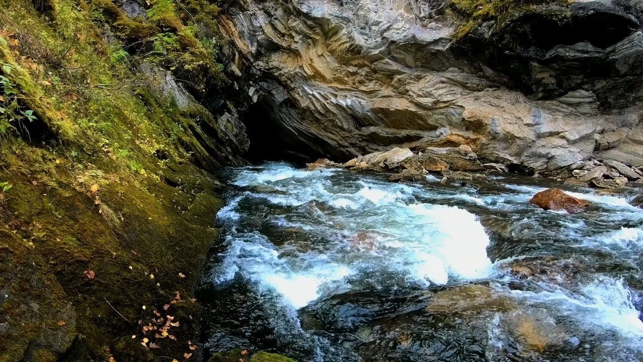 Nature sound of a loud river flowing down into a cave - YouTube