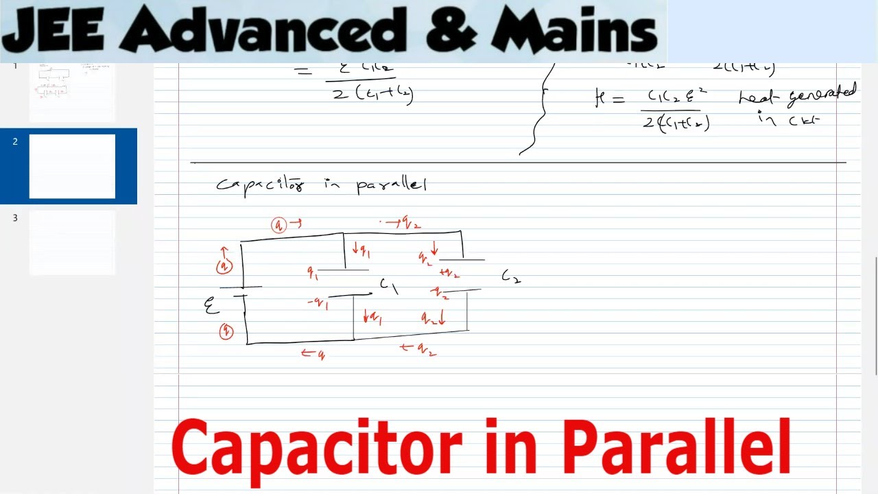 8) JEE | Capacitor in Parallel combination | why voltage is same in ...