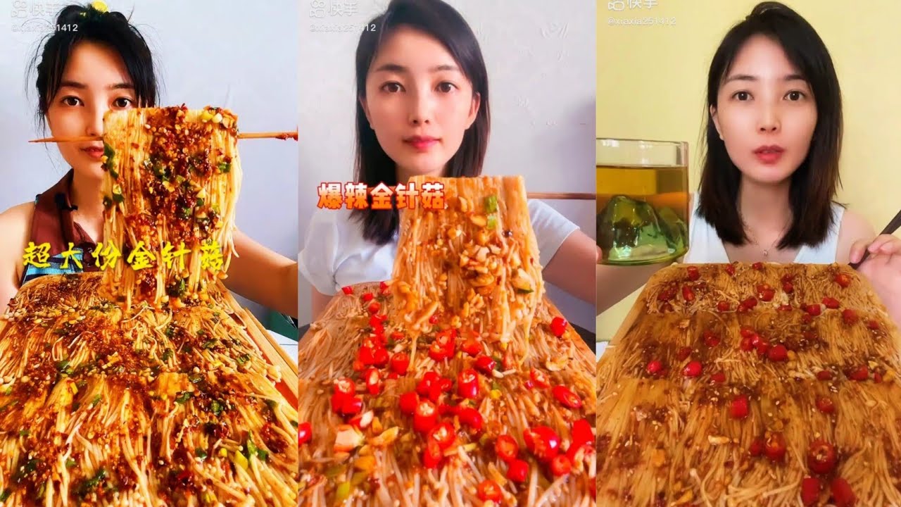 ASMR - Enoki Mushroom Mukbang, Sprout Beans ASMR, 새싹콩 ASMR, スプラウトビーンズ ...