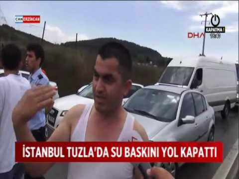 İSTANBUL TUZLA'DA SU BASKINI YOL KAPATTI