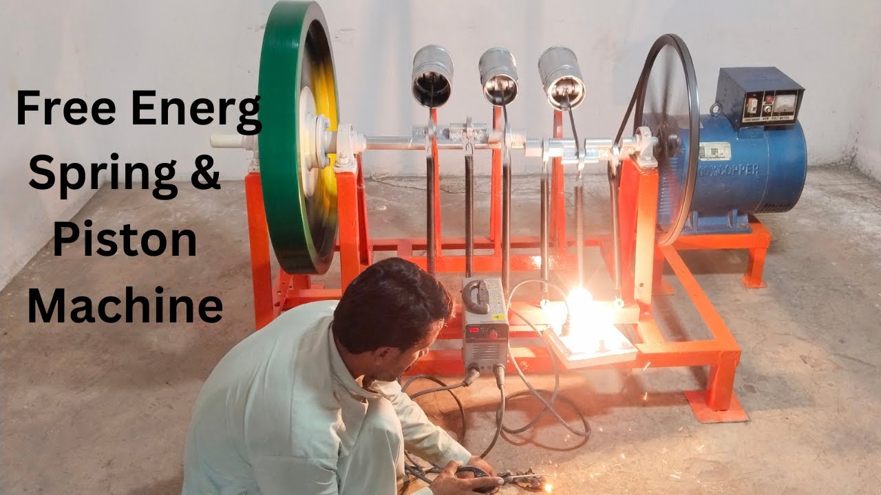 How To Make Free Electricity Generator Flywheel Piston Spring Machin ...