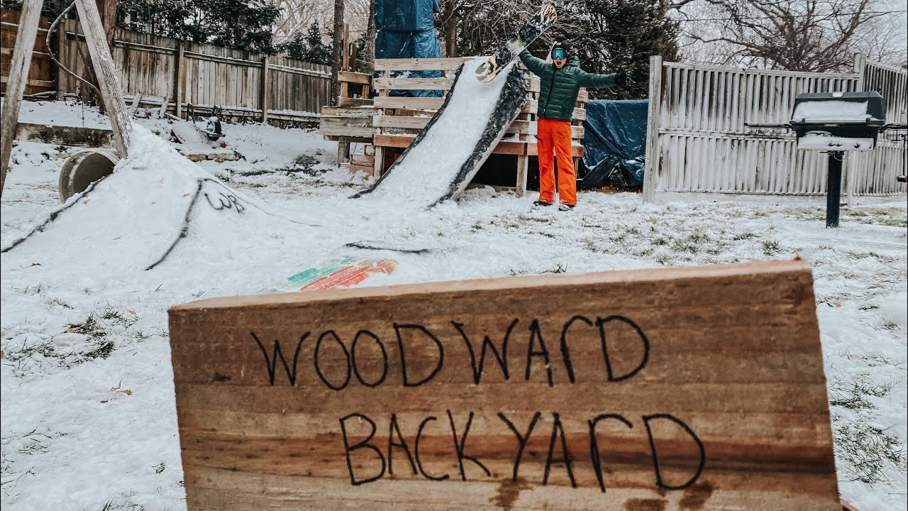 I Built a Backyard Snowboard Park! -Woodward Backyard- - YouTube