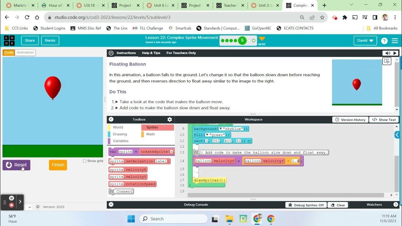 CS Discoveries Unit 3: Lesson 22 - Complex Sprite Movement (23 - 24 ...