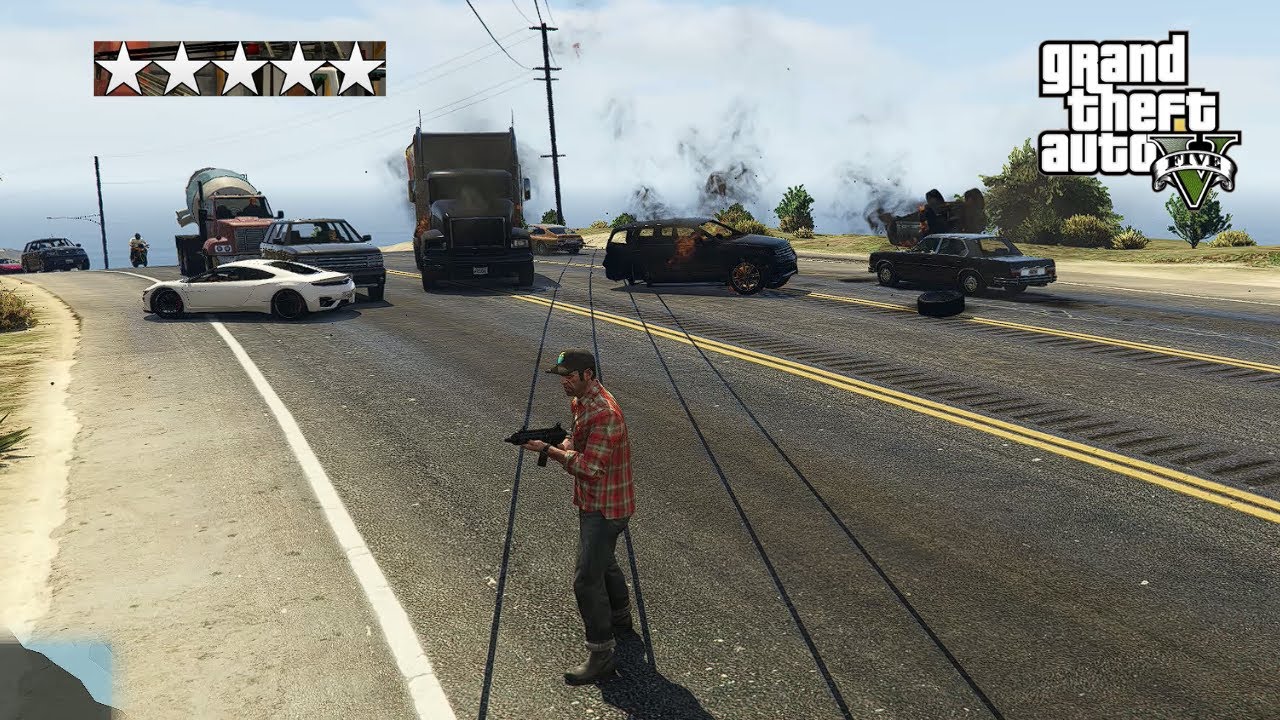 Grand Theft Auto 5 / Trevor 6 Star Highway Fight GTA 5 / gta 5 Ultra HD ...