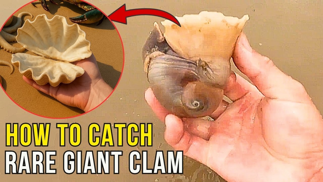 HOW TO CATCH RARE GIANT CLAM at LOW TIDE! Looks JUST Like a HIDDEN ...