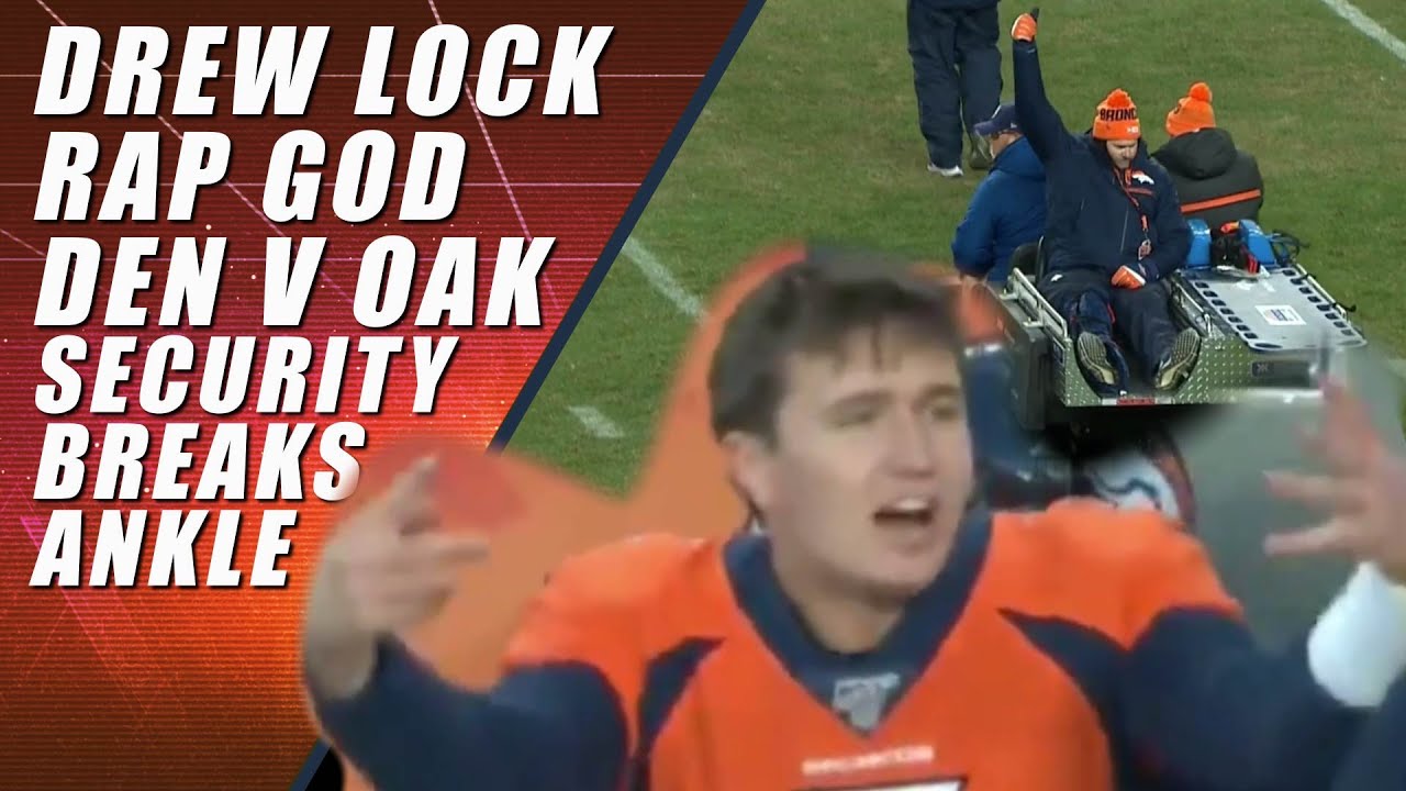 Drew Lock Raps, Security Guard Injured: Broncos vs Raiders Finale - YouTube