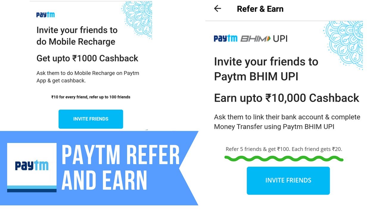 Paytm new Refer and Earn offer. Earn 100 and10,000 by two method Hello ...