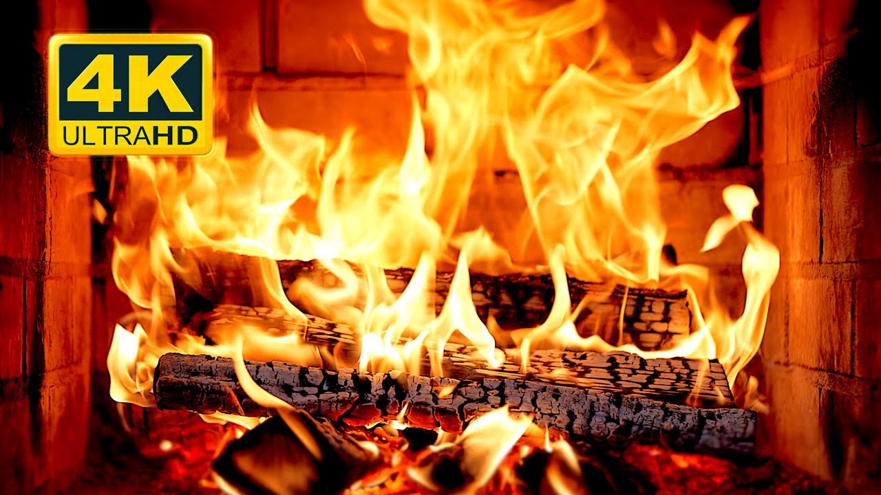 🔥 FIREPLACE Ultra HD 4K. Fireplace with Crackling Fire Sounds ...