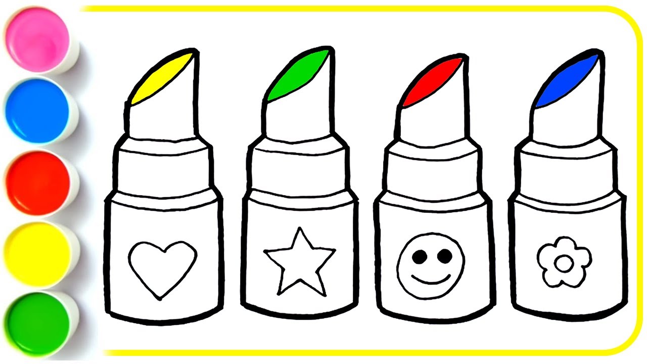 Música e Desenho Batons 💄 Coloridos para Crianças 💕 | como desenhar um ...