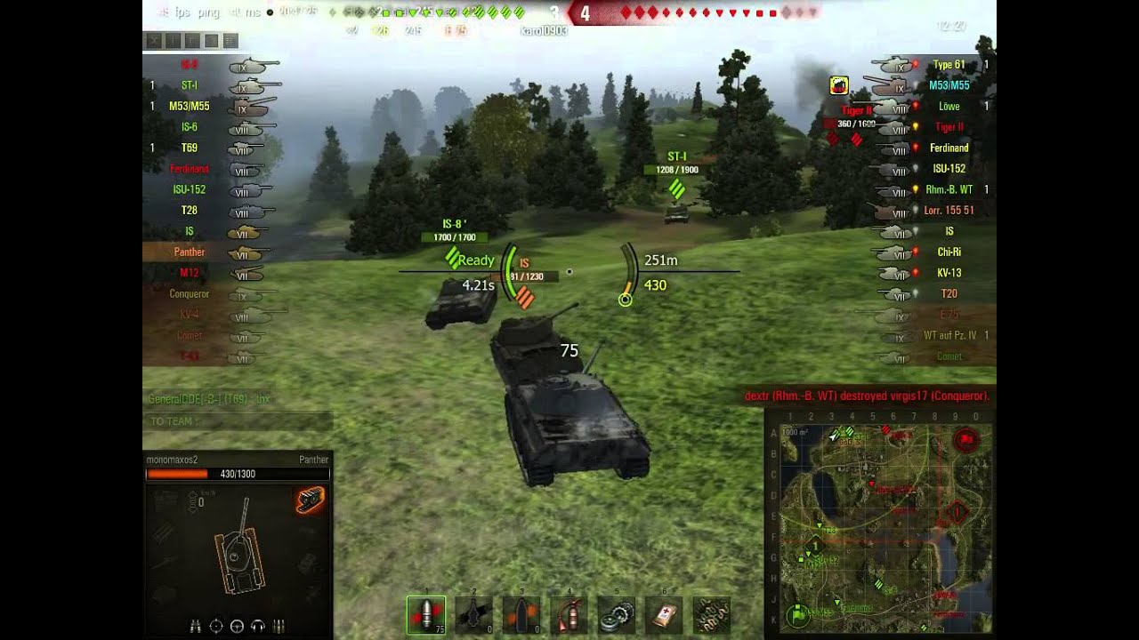 World of tanks IS + Panther Platoon Swamp Gameplay - YouTube