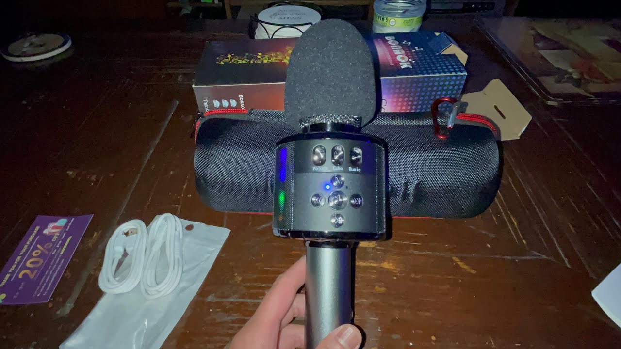 BONAOK Wireless Bluetooth Karaoke Microphone with Controllable LED ...