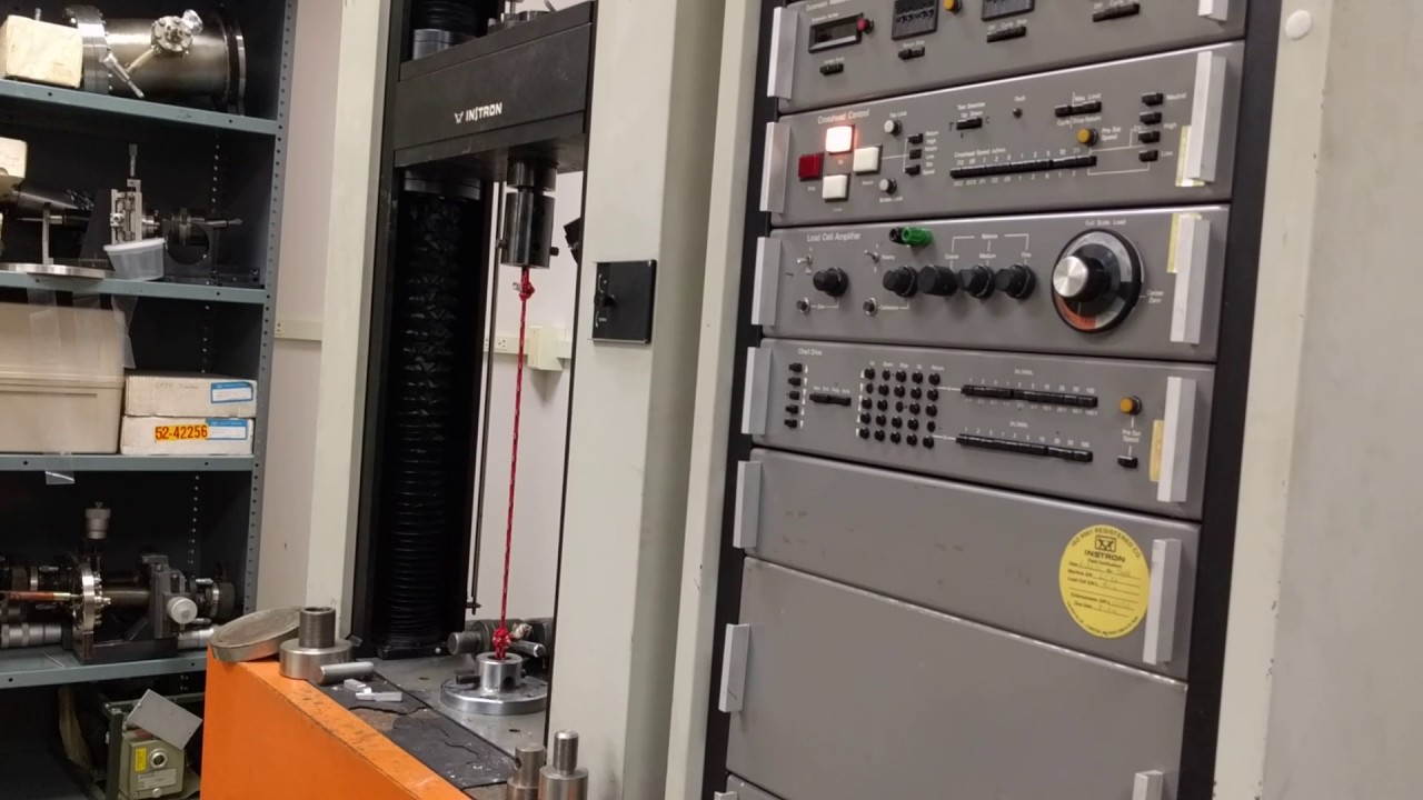 Instron mechanical tester rope yield - YouTube