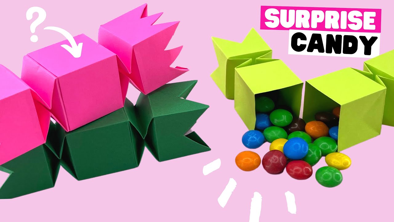 How to make origami Christmas candy box EASY. Origami surprise candy ...